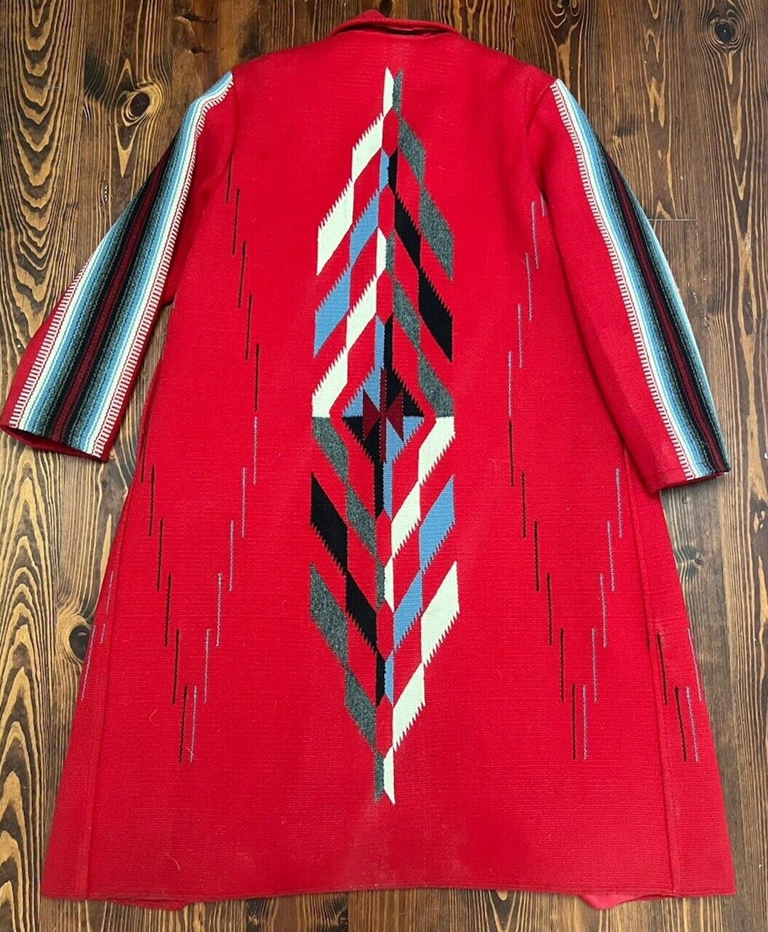 Vintage Ortega's 100% Wool Chimayo Coat Red, Blue, White, Szl - Etsy