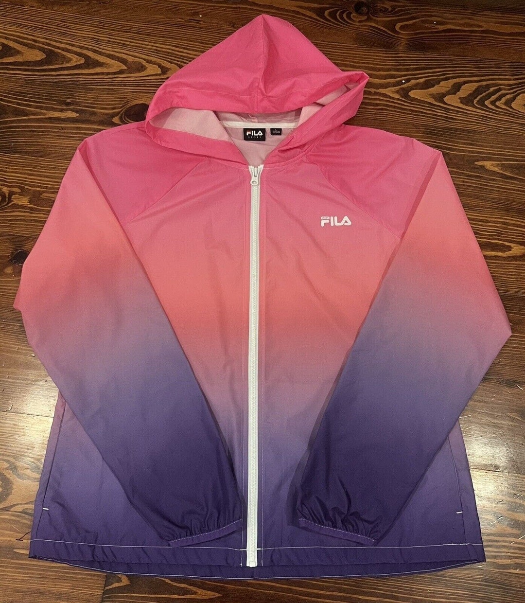 Women's Pink Ombré Full Zip Rain Jacket Sz L Fila Sport - Etsy