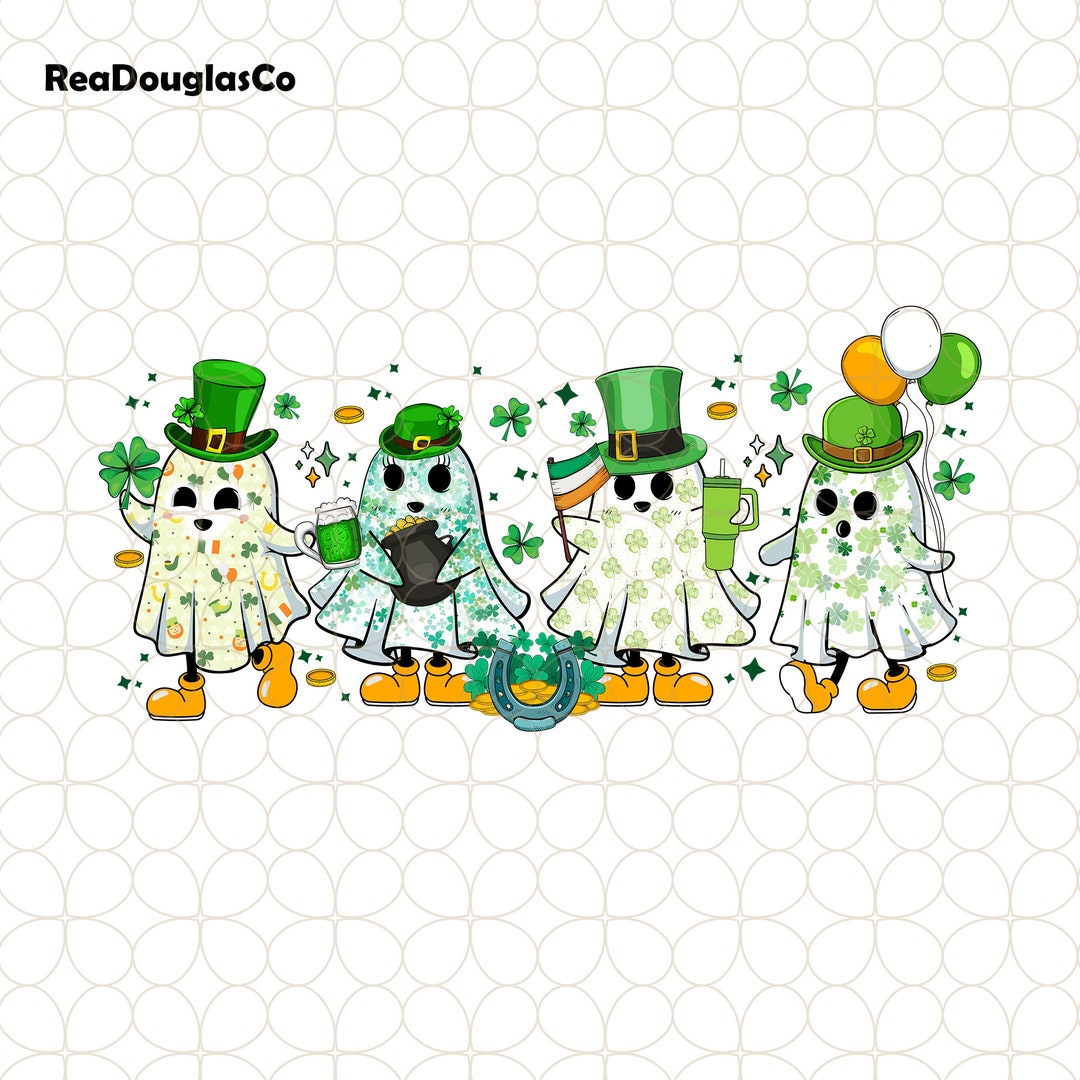 Ghost St Patrick's Day Lucky Png, Lucky Ghost Shamrocks Png, Irish ...