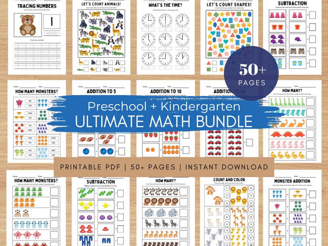 Preschool Math Worksheet Kindergarten Counting Addition Ultimate ...