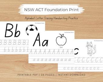 Alphabet Letter Tracing NSW ACT Foundation Print Font A-Z Handwriting ...