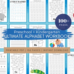Alphabet Printable Worksheets Workbook Preschool Kindergarten Pre-k ...