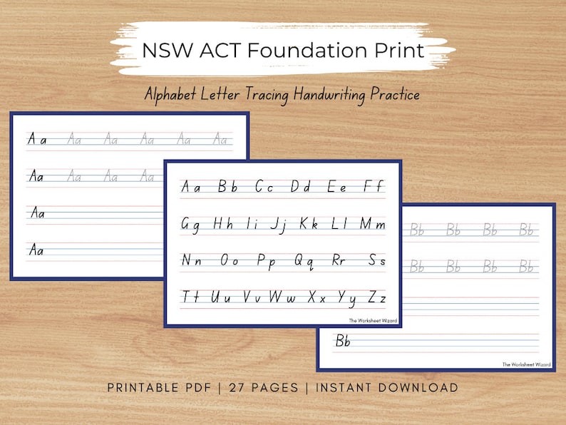 Alphabet NSW Foundation Print Font Letter Tracing A-Z Handwriting ...
