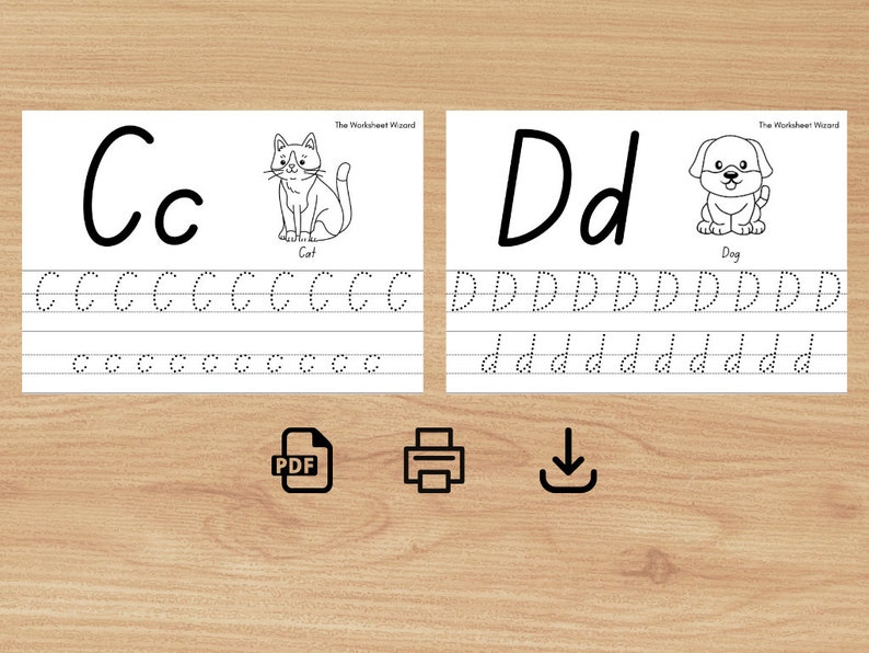 A-Z NSW ACT Foundation Print Font Alphabet Letter Tracing Handwriting ...