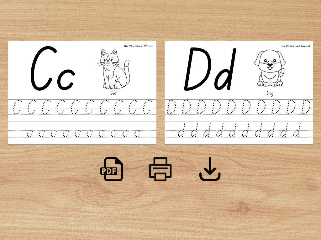 A-Z NSW ACT Foundation Print Font Alphabet Letter Tracing Handwriting ...