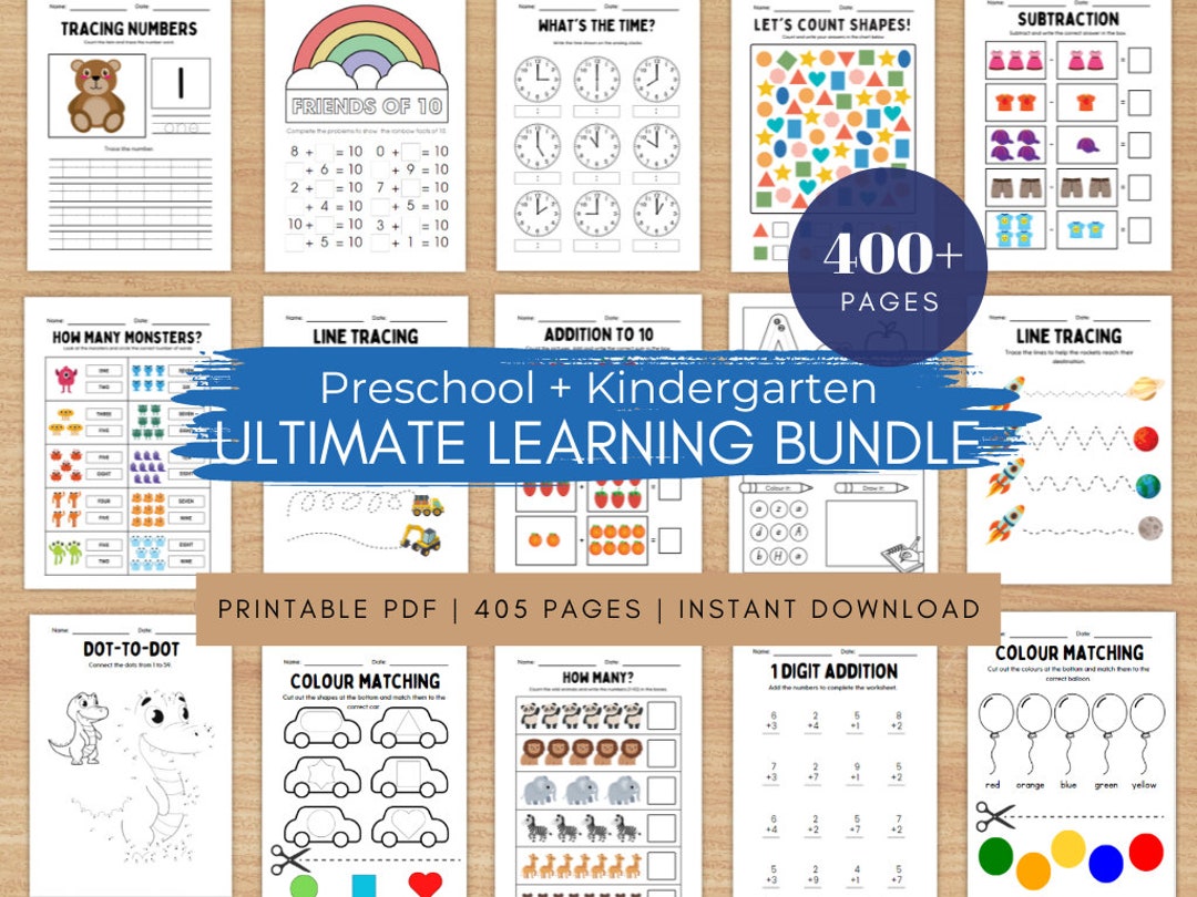 Preschool Toddler Kindergarten Learning Bundle, Alphabet, Numbers, Math ...