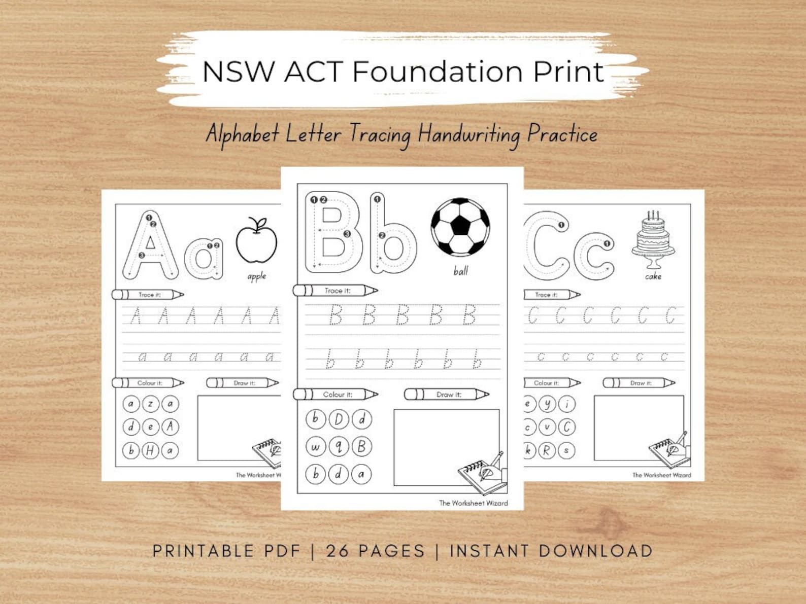 Alphabet Letter Tracing NSW ACT Foundation Print Font A-Z Handwriting ...