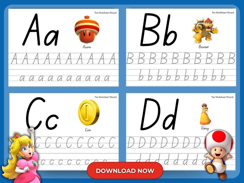 Super Mario Alphabet ABC Letter Tracing Handwriting Practice: Preschool ...
