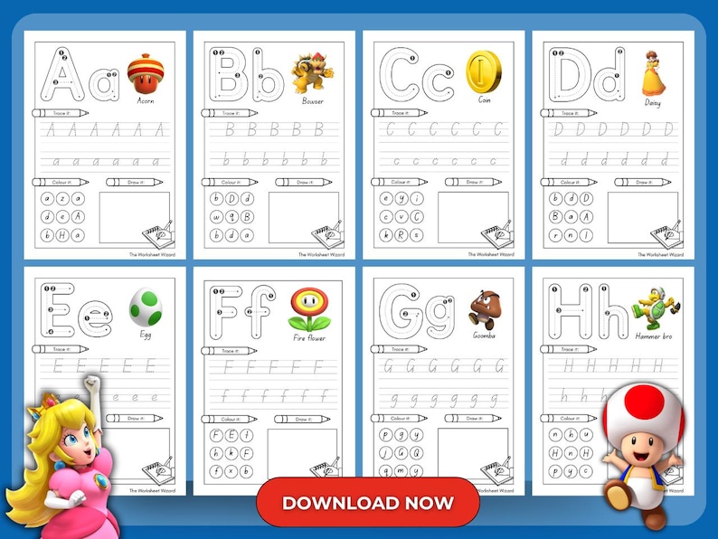 Super Mario Alphabet ABC Letter Tracing Handwriting Practice: Preschool ...