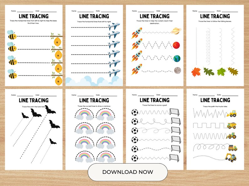 Preschool Line Tracing Printable Worksheets Homeschool Kindergarten Pre ...