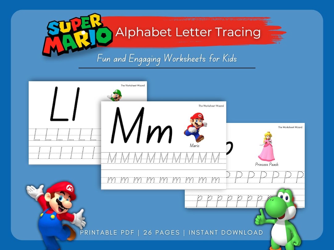 Super Mario Alphabet ABC Letter Tracing Handwriting Practice: Preschool ...
