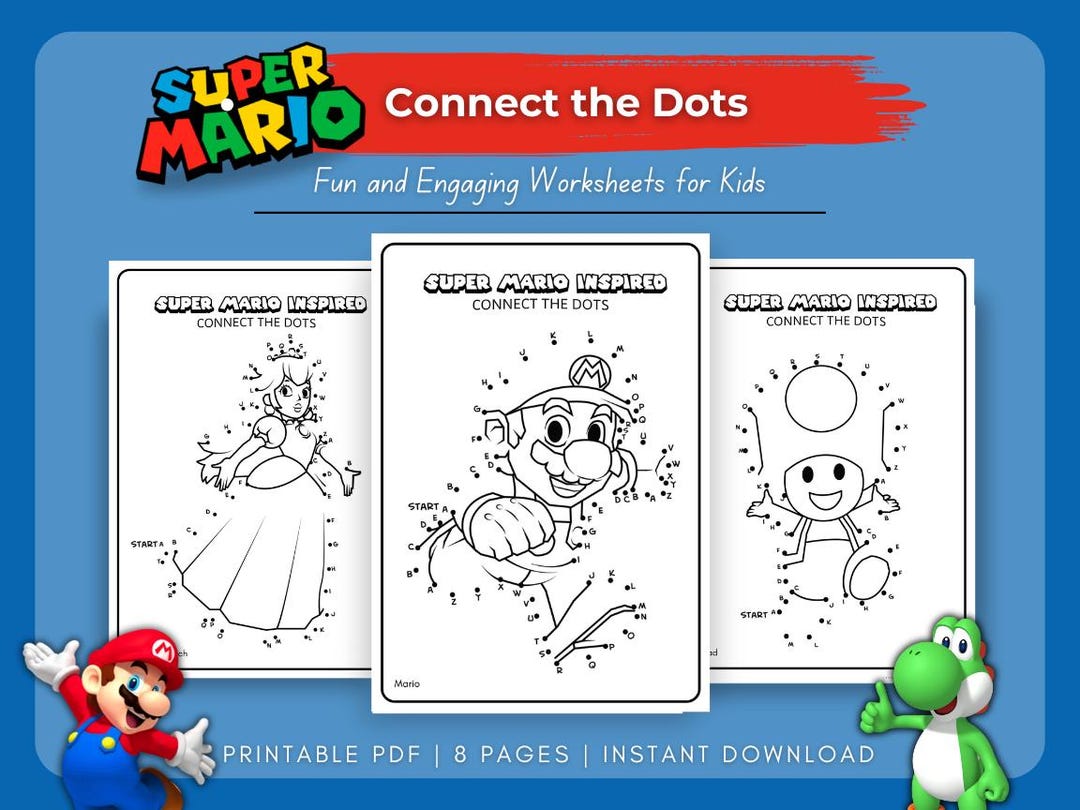 Super Mario Connect the Dots Worksheet Fine Motor Skills Practice ...