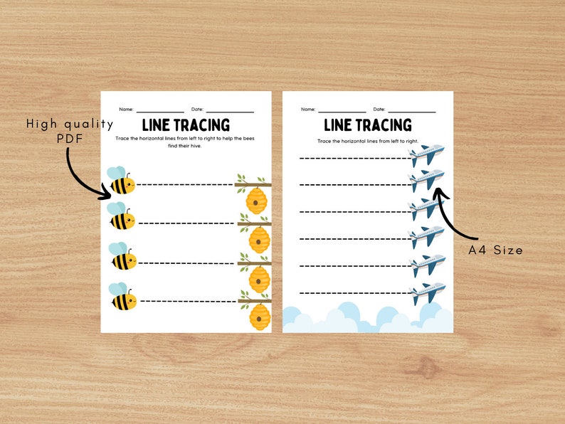 Preschool Line Tracing Printable Worksheets Homeschool Kindergarten Pre ...