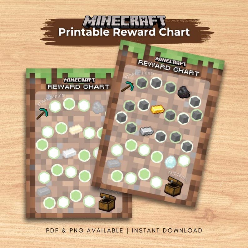 Minecraft Reward Chart, Printable Behaviour Chart, Sticker Chore Chart ...