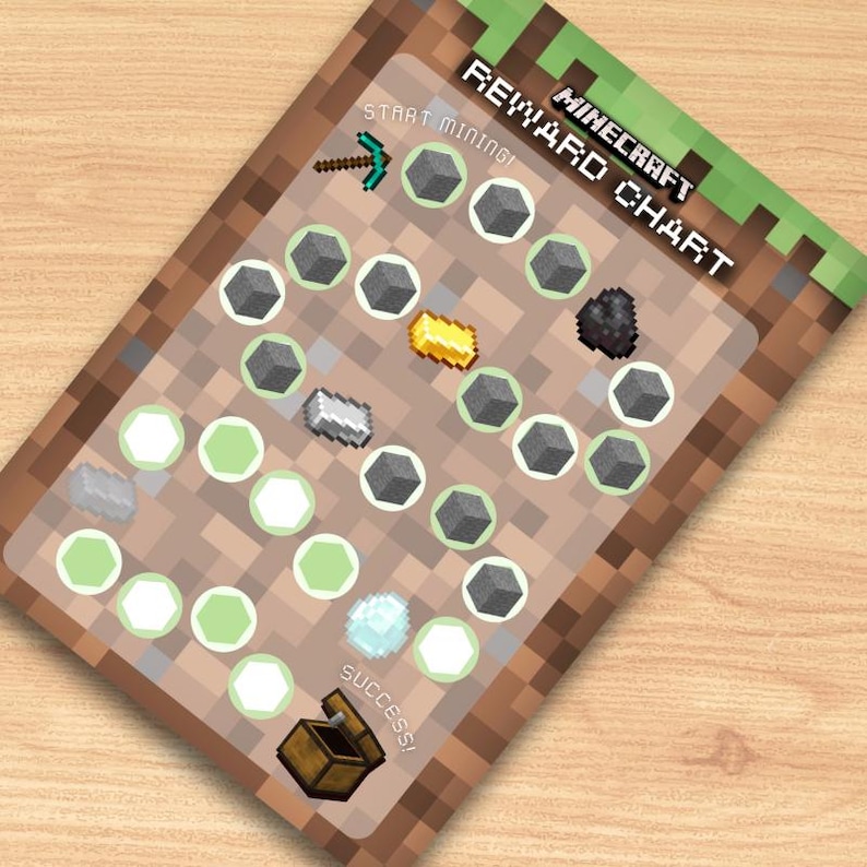 Minecrafter Reward Chart, Printable Behaviour Chart, Sticker Chore ...