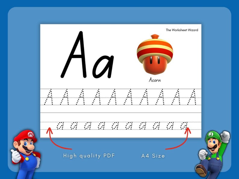 Super Mario Alphabet ABC Letter Tracing Handwriting Practice: Preschool ...