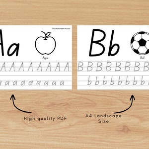 A-Z NSW ACT Foundation Print Font Alphabet Letter Tracing Handwriting ...