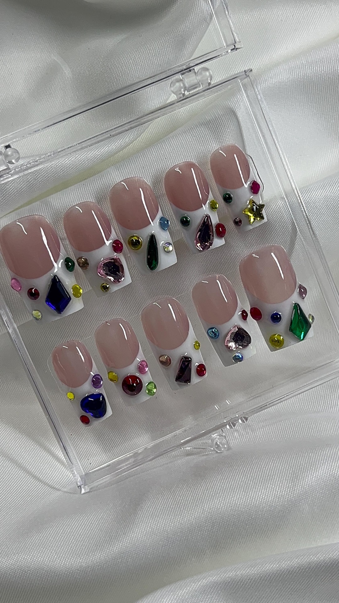 Bedazzled Press Ons/ Custom Press Ons/ Summer Press Ons/ Fall Press Ons/ Rhinestone Press Ons - Etsy