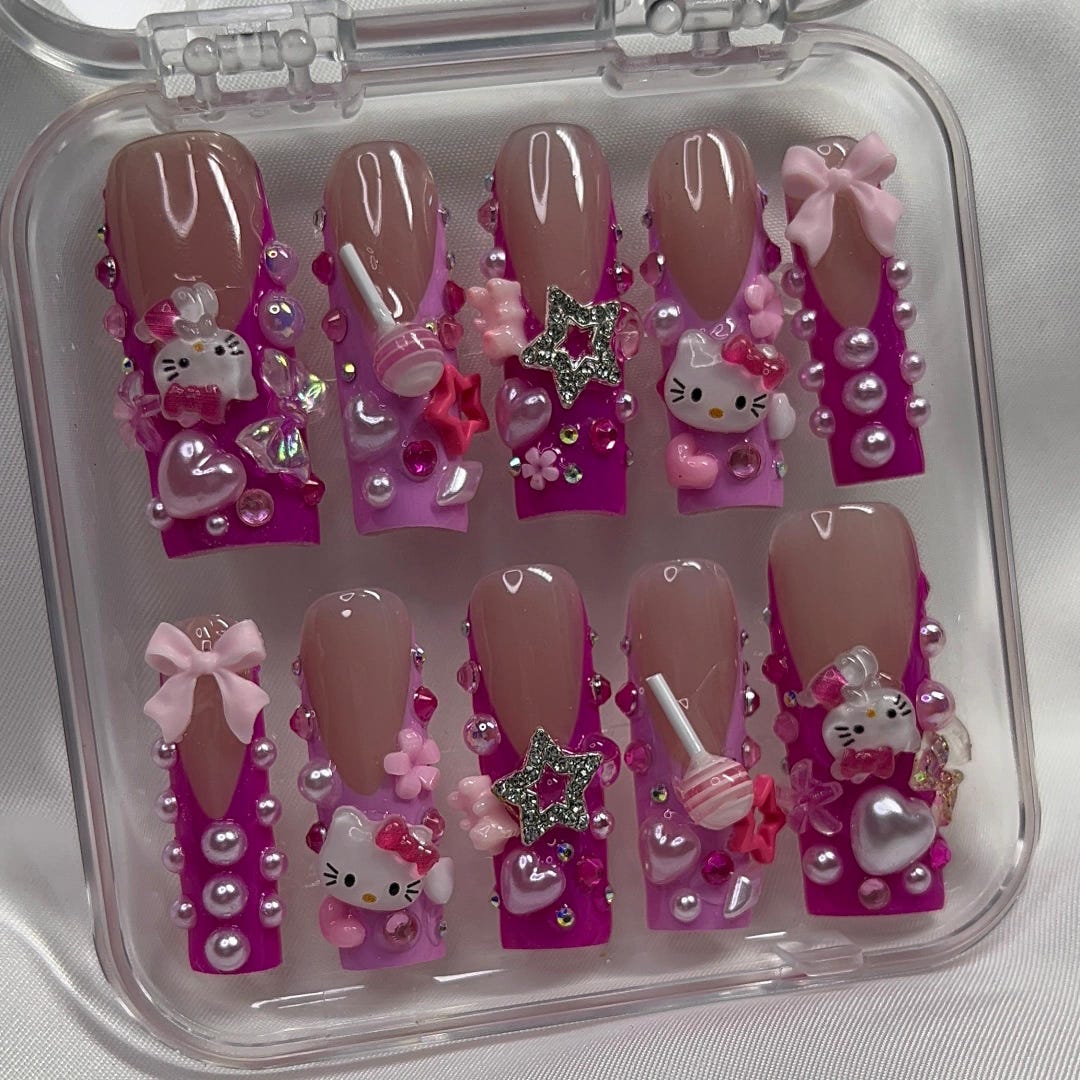 Junk Nails / Pink Junk Nails / Duck Nails / Junk Duck Nails / Press on ...