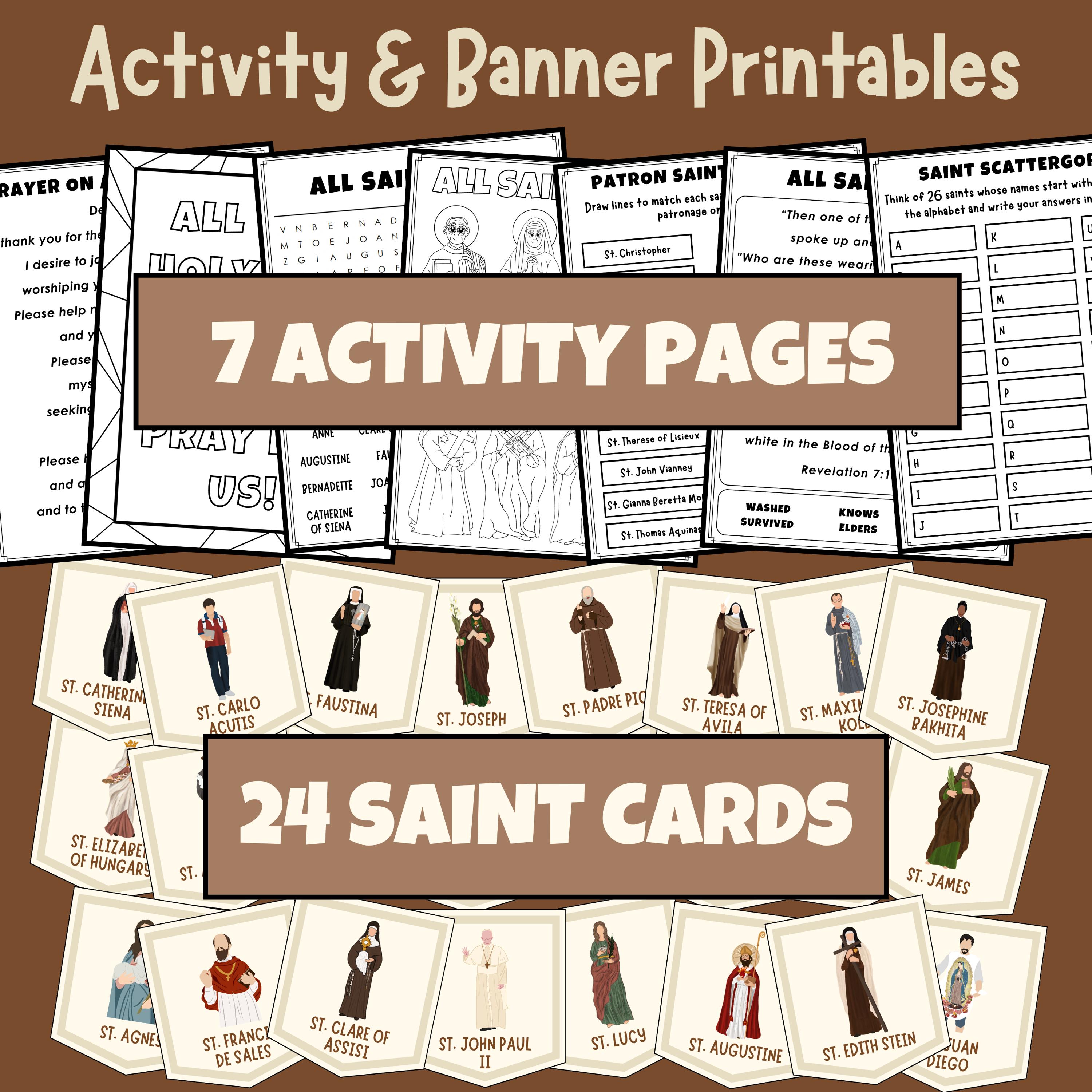 All Saints Day Kids Printable Activities Banner Decor Coloring Pages ...