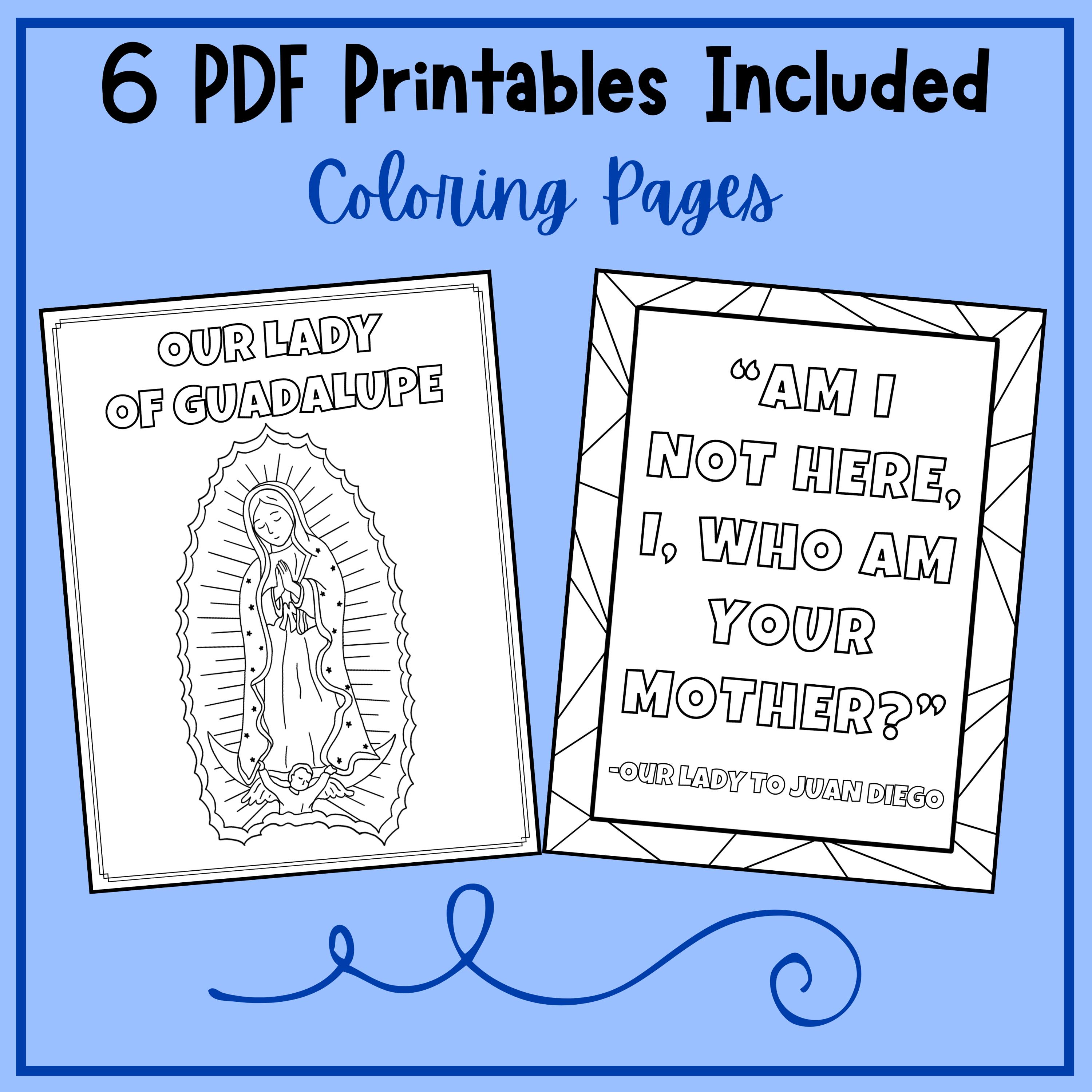Our Lady of Guadalupe Kids Printable Activities Coloring Pages Word ...