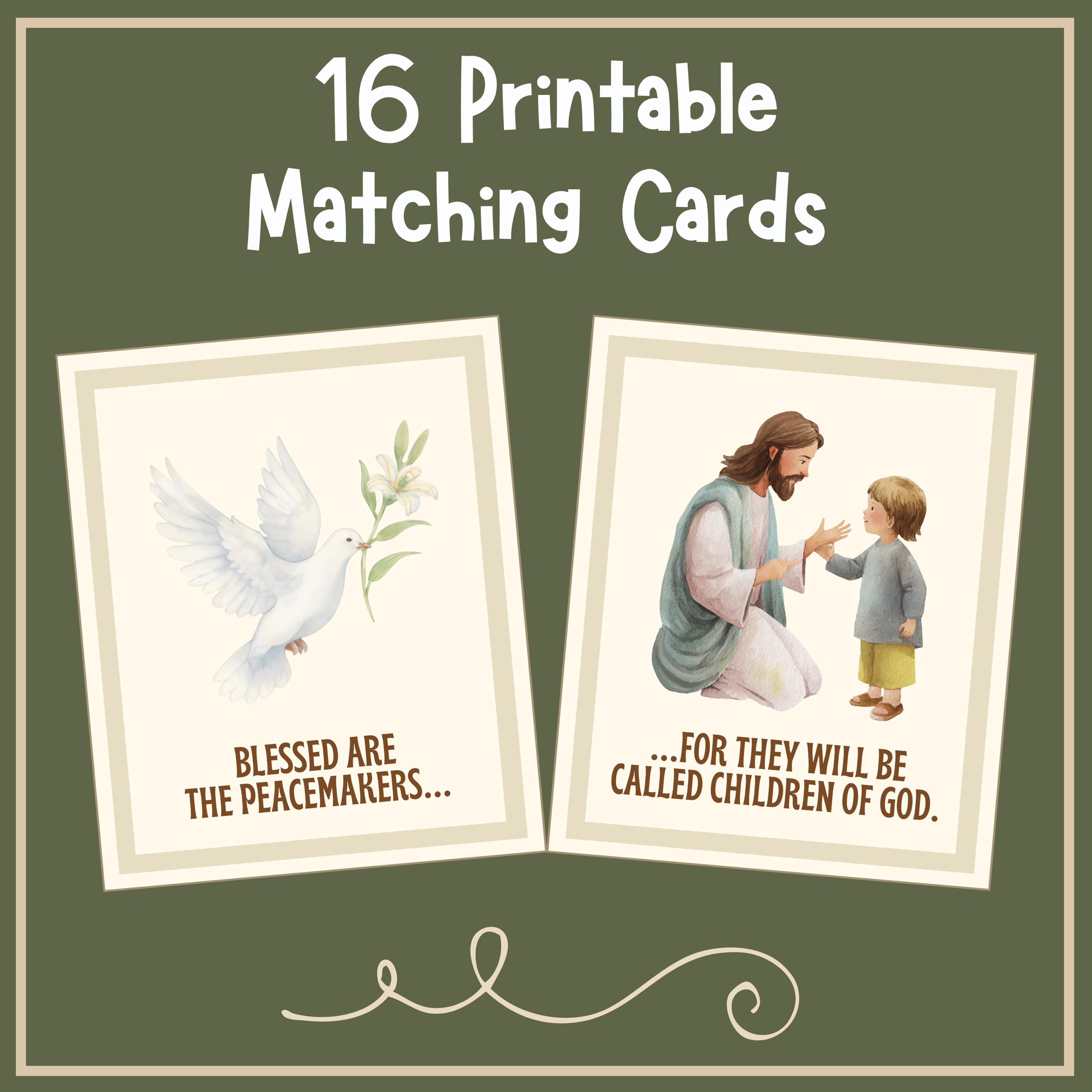 Beatitudes Matching Cards Printable Mass Bible Games Activities Kid ...
