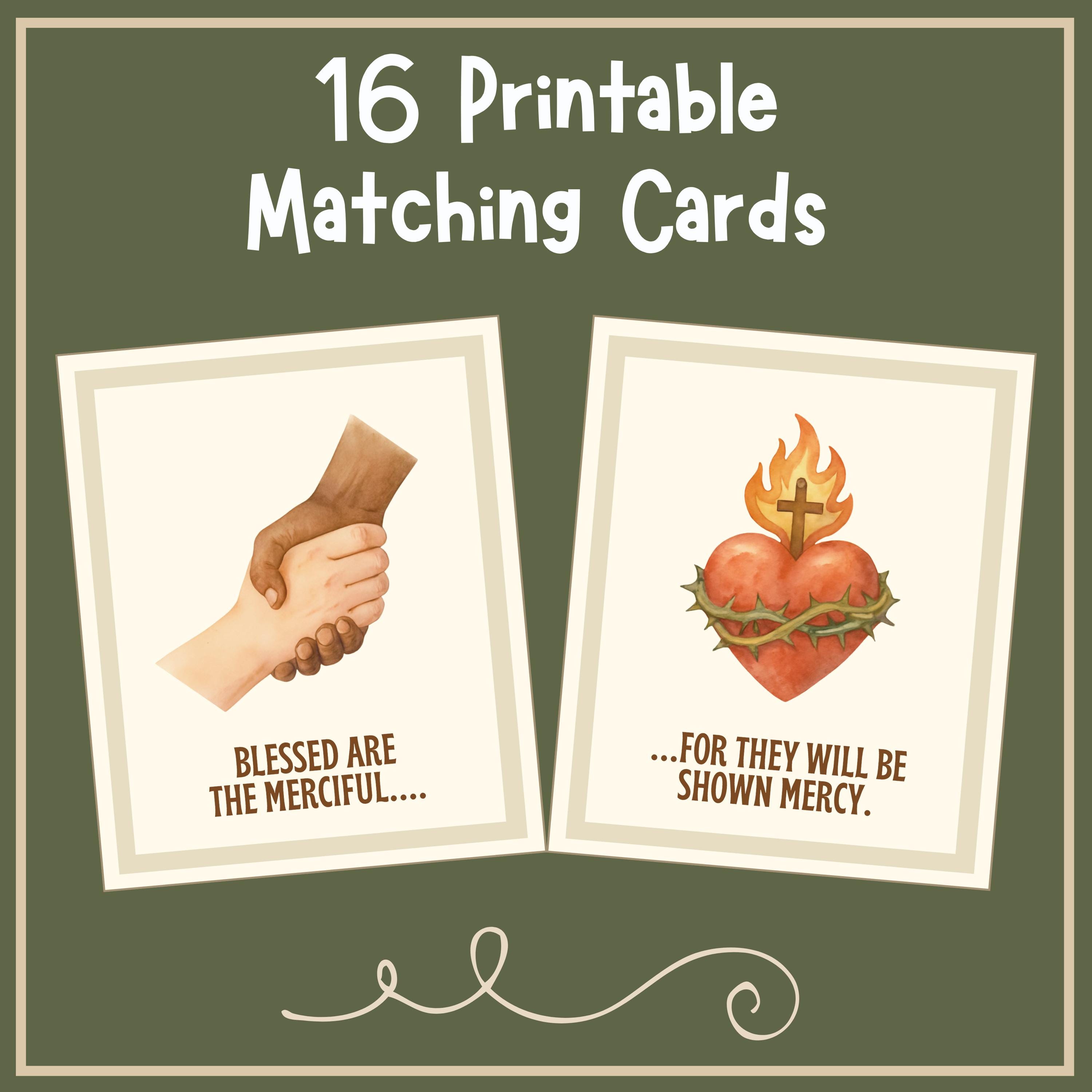 Beatitudes Matching Cards Printable Mass Bible Games Activities Kid ...