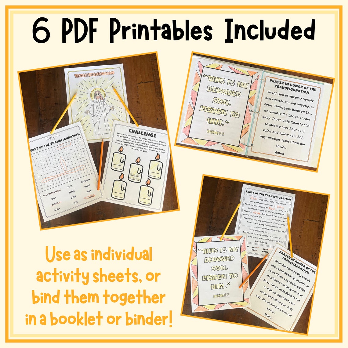 Transfiguration of Jesus Printable August Feast Day Activities and ...