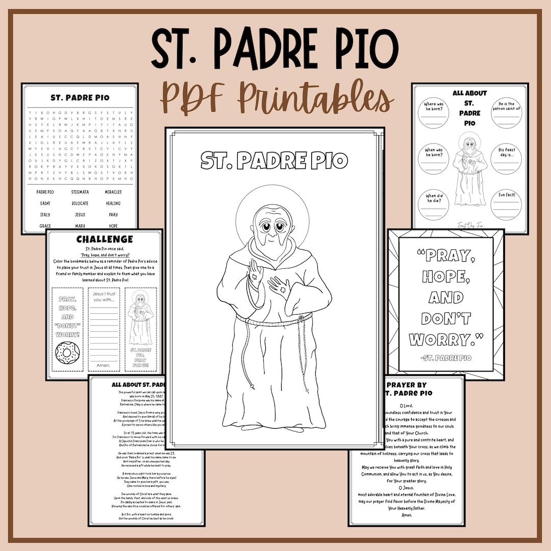 St Padre Pio Feast Day Kids Activities Printable, Catholic Worksheets ...