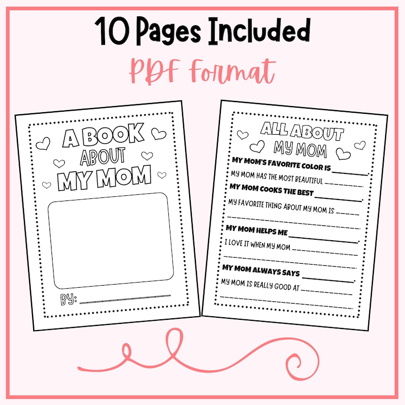 Mother's Day Book Printable for Kids, Coloring Pages and Activities for ...