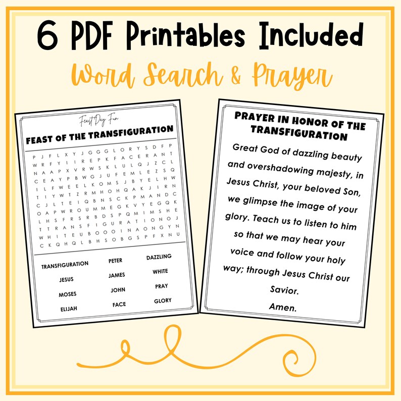 Transfiguration of Jesus Printable August Feast Day Activities and ...