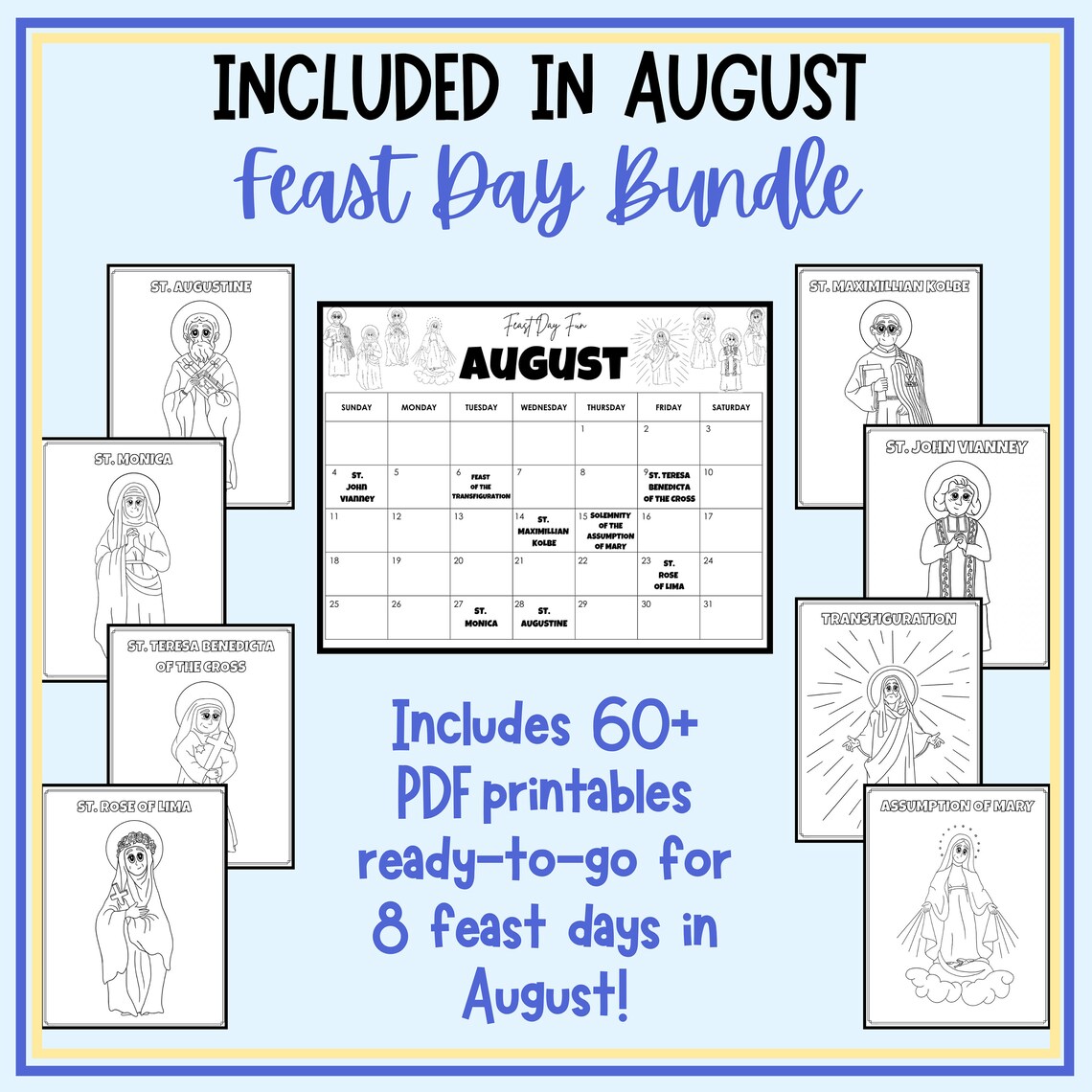 Assumption of Mary Kids Printable August Feast Day Activities and Coloring Pages for Catholic ...