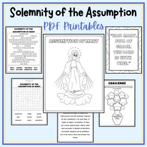 Assumption of Mary Kids Printable August Feast Day Activities and Coloring Pages for Catholic ...