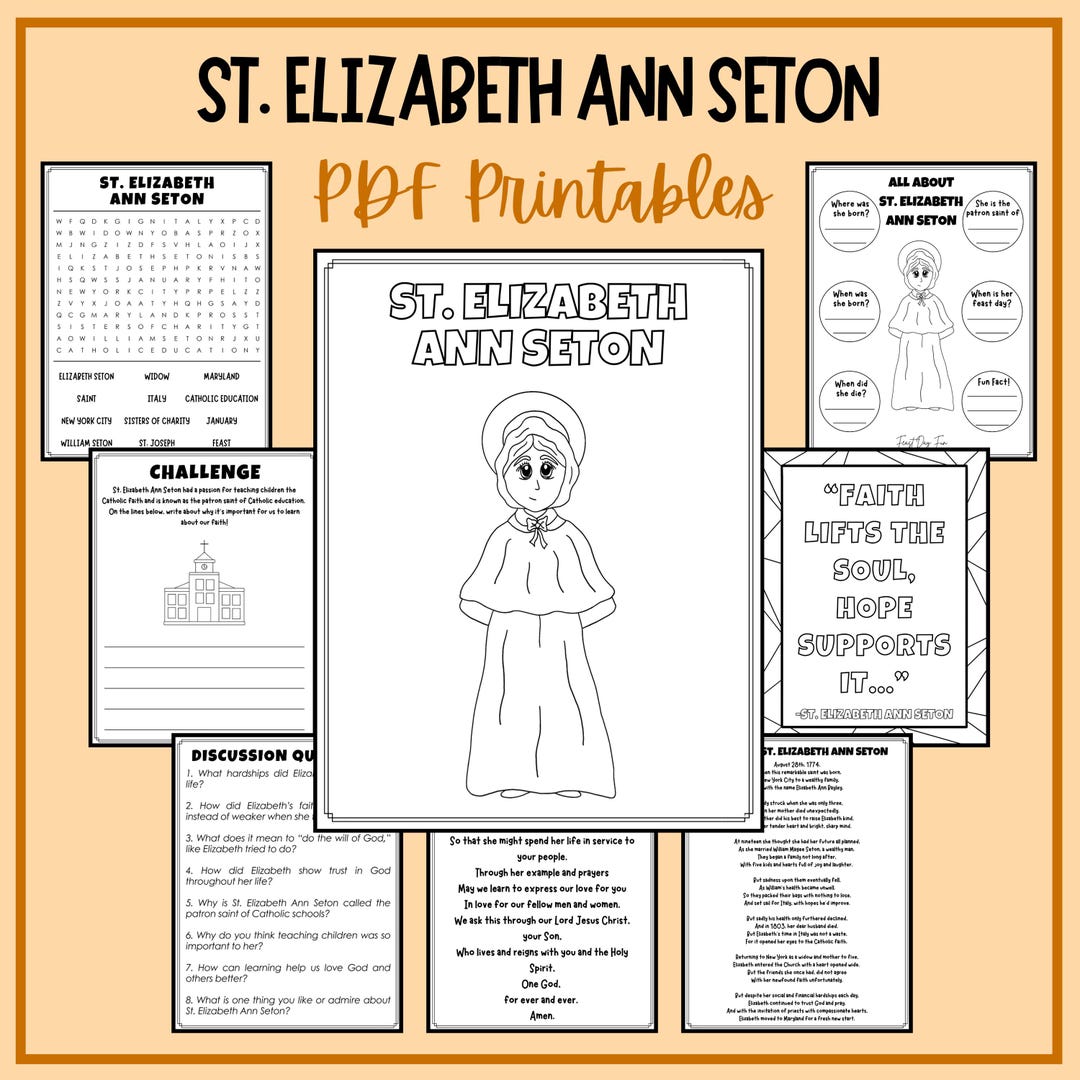 St. Elizabeth Ann Seton Feast Day Kids Activities Printable, Catholic ...