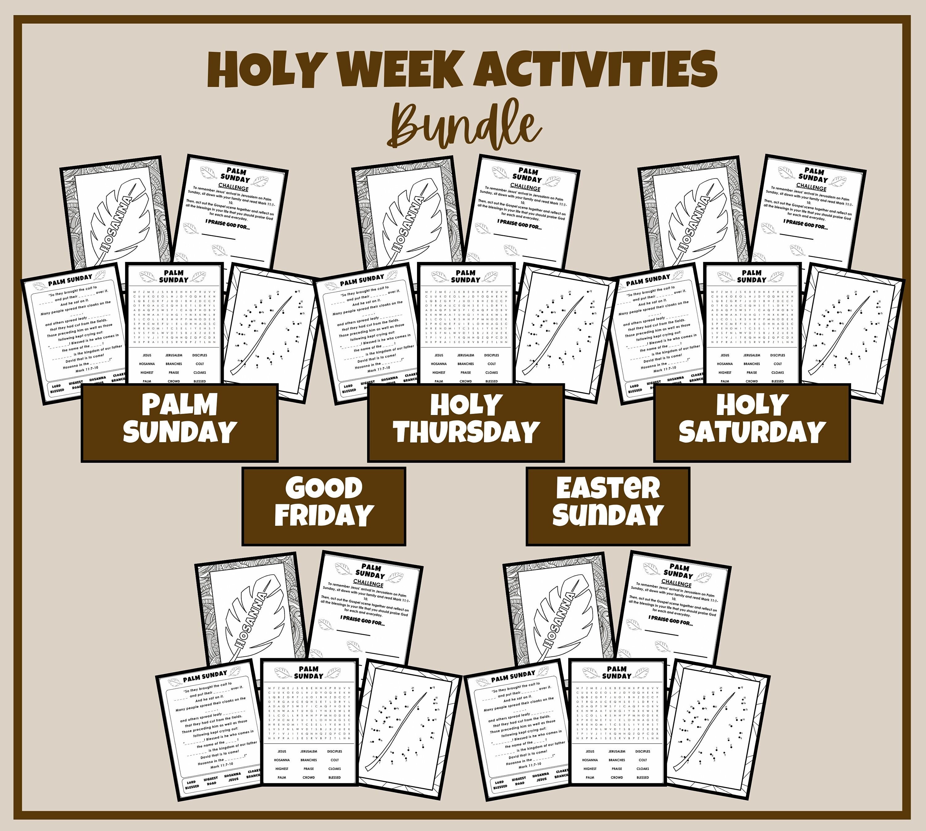 Holy Week Activities Bundle - Printable Activities for Holy Week - PDF ...