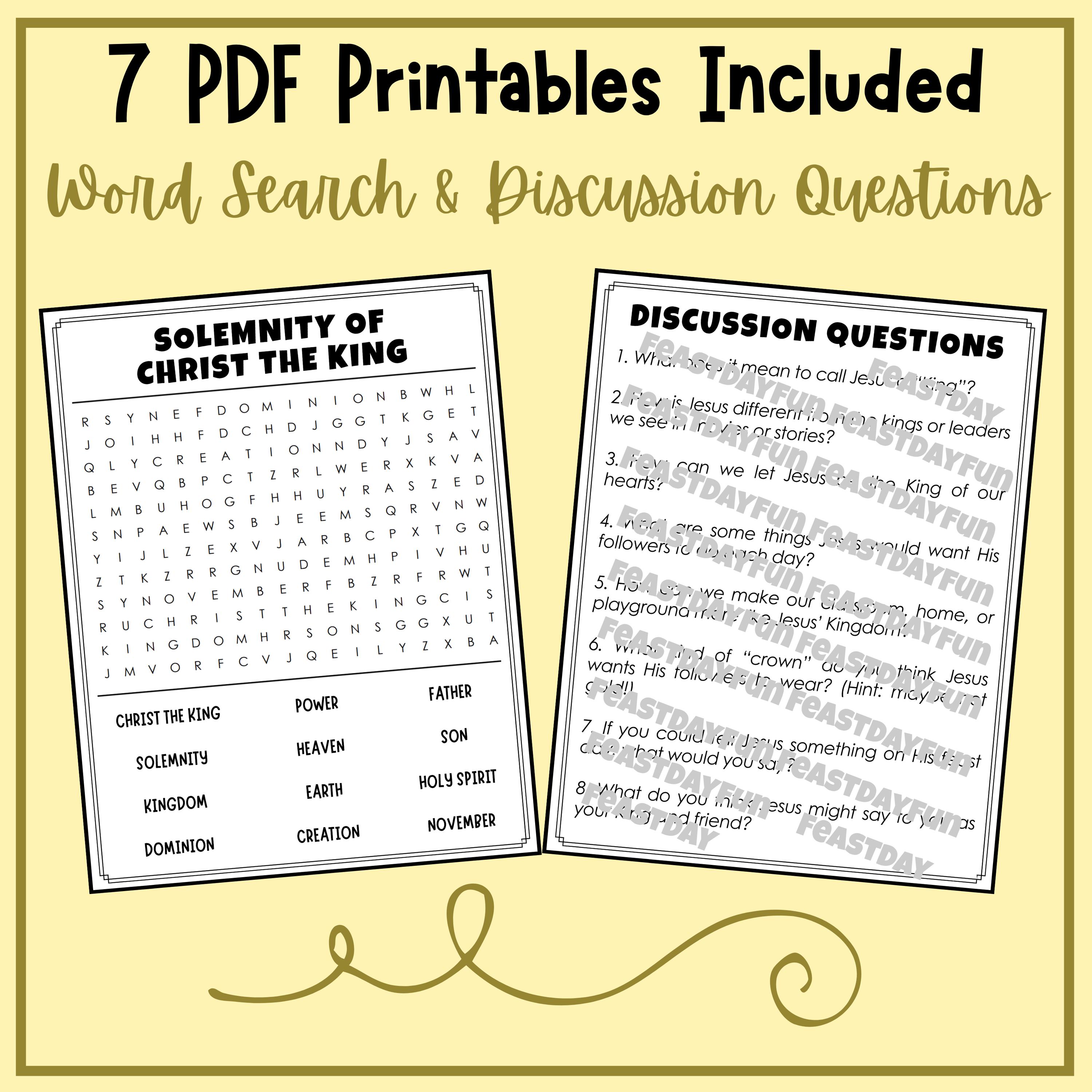 Christ the King Feast Day Solemnity Printable Activities, Coloring ...