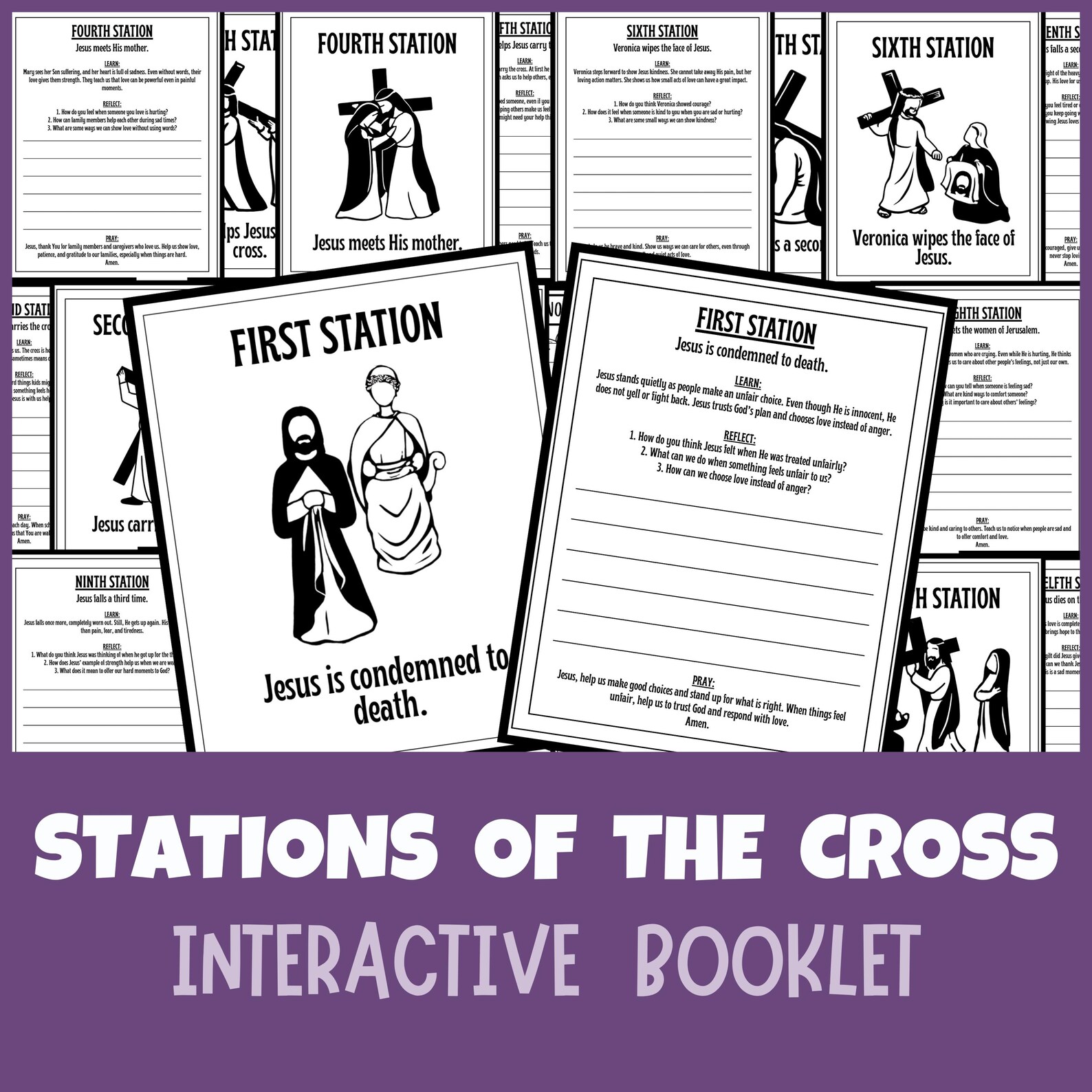 Stations of the Cross Kids Coloring Reflection Prayer Book Journal ...