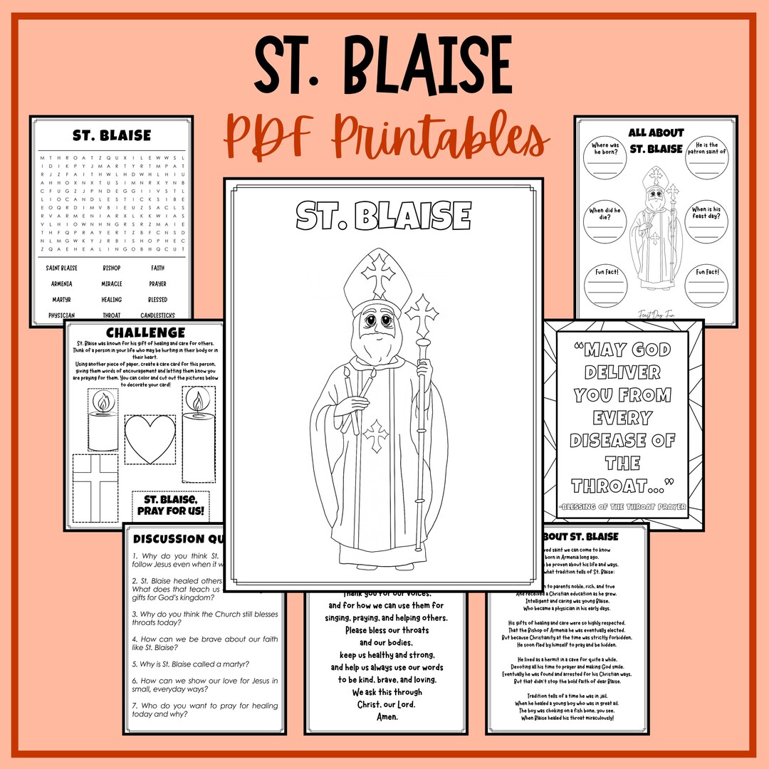 St. Blaise Feast Day Kids Activities Printable Catholic Worksheets ...