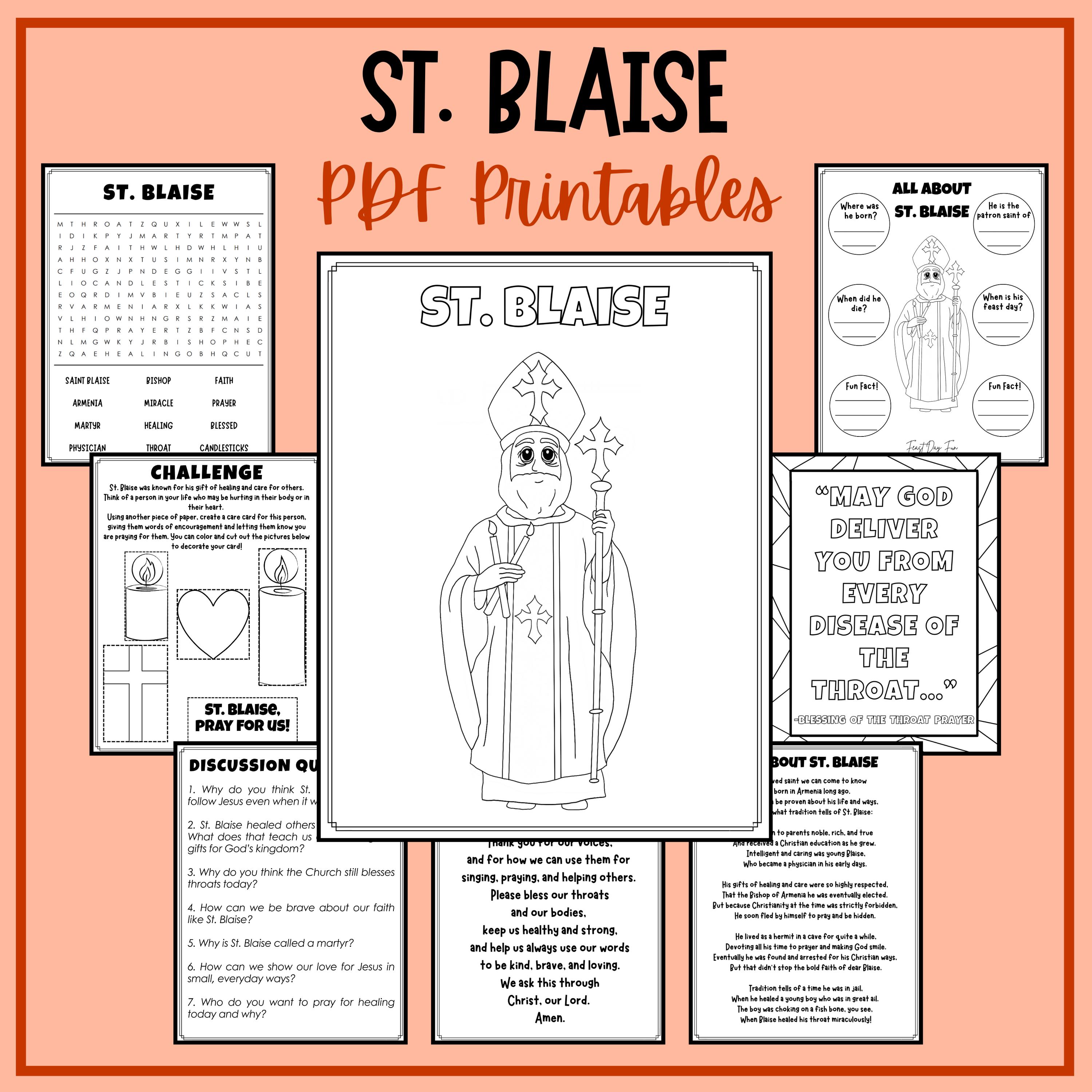 St. Blaise Feast Day Kids Activities Printable Catholic Worksheets ...