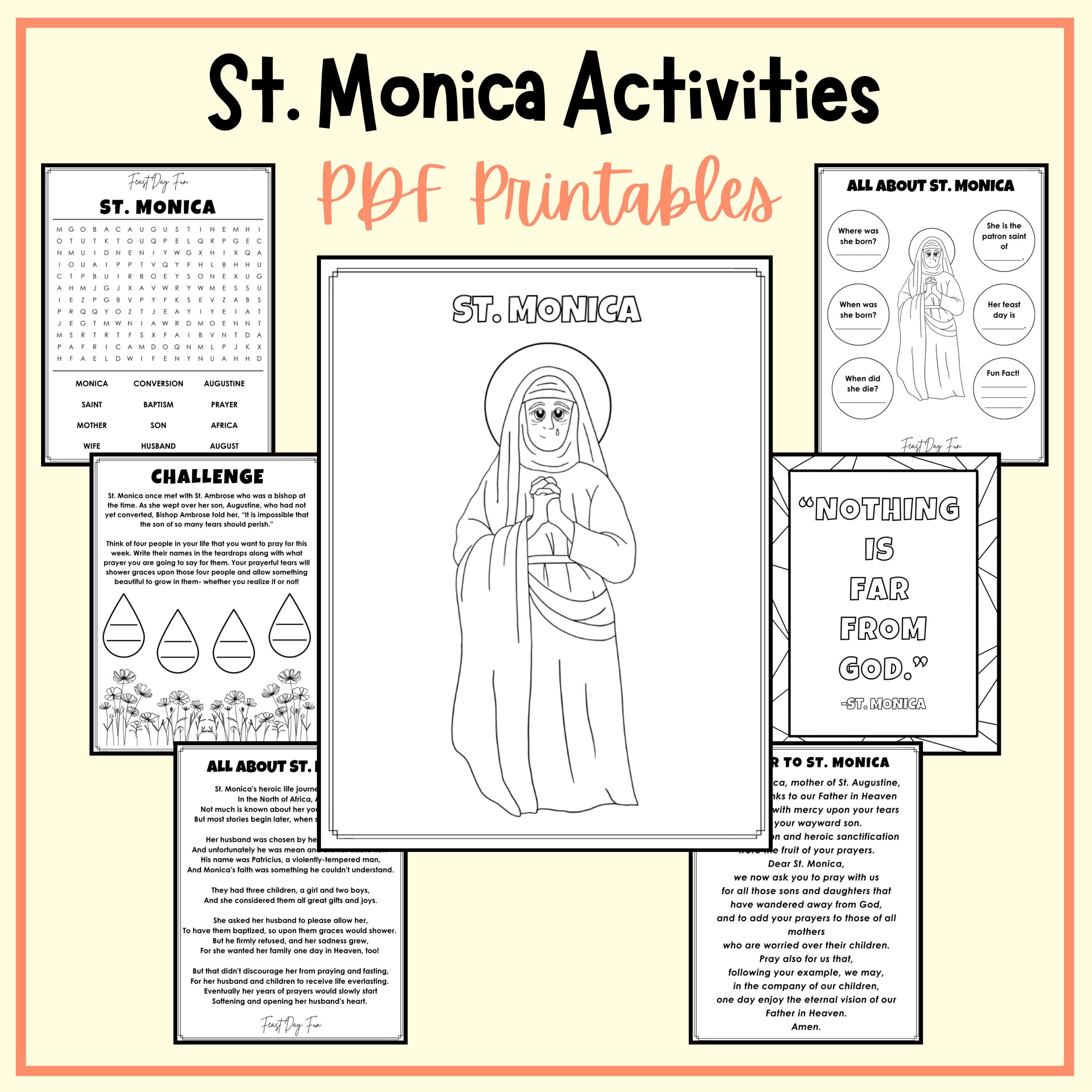 St Monica Printables August Feast Day Activities Poem and Coloring ...