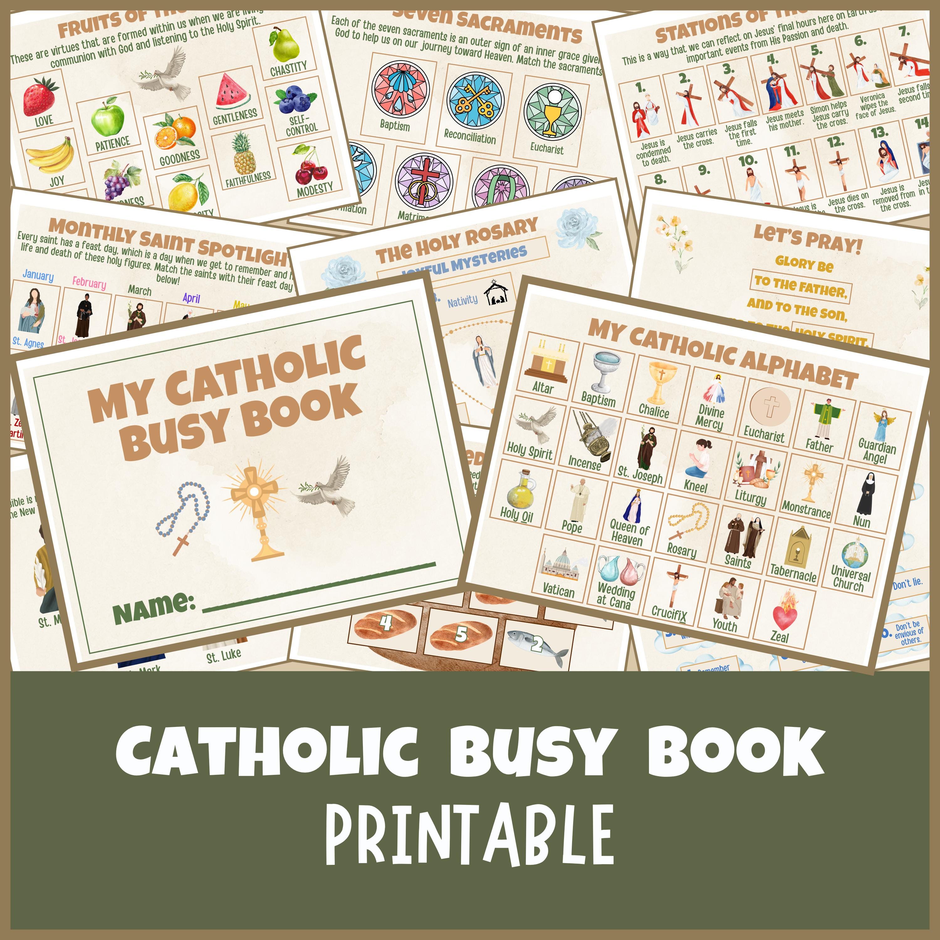Catholic Busy Book Printable Activities for Kids Homeschool Religious ...