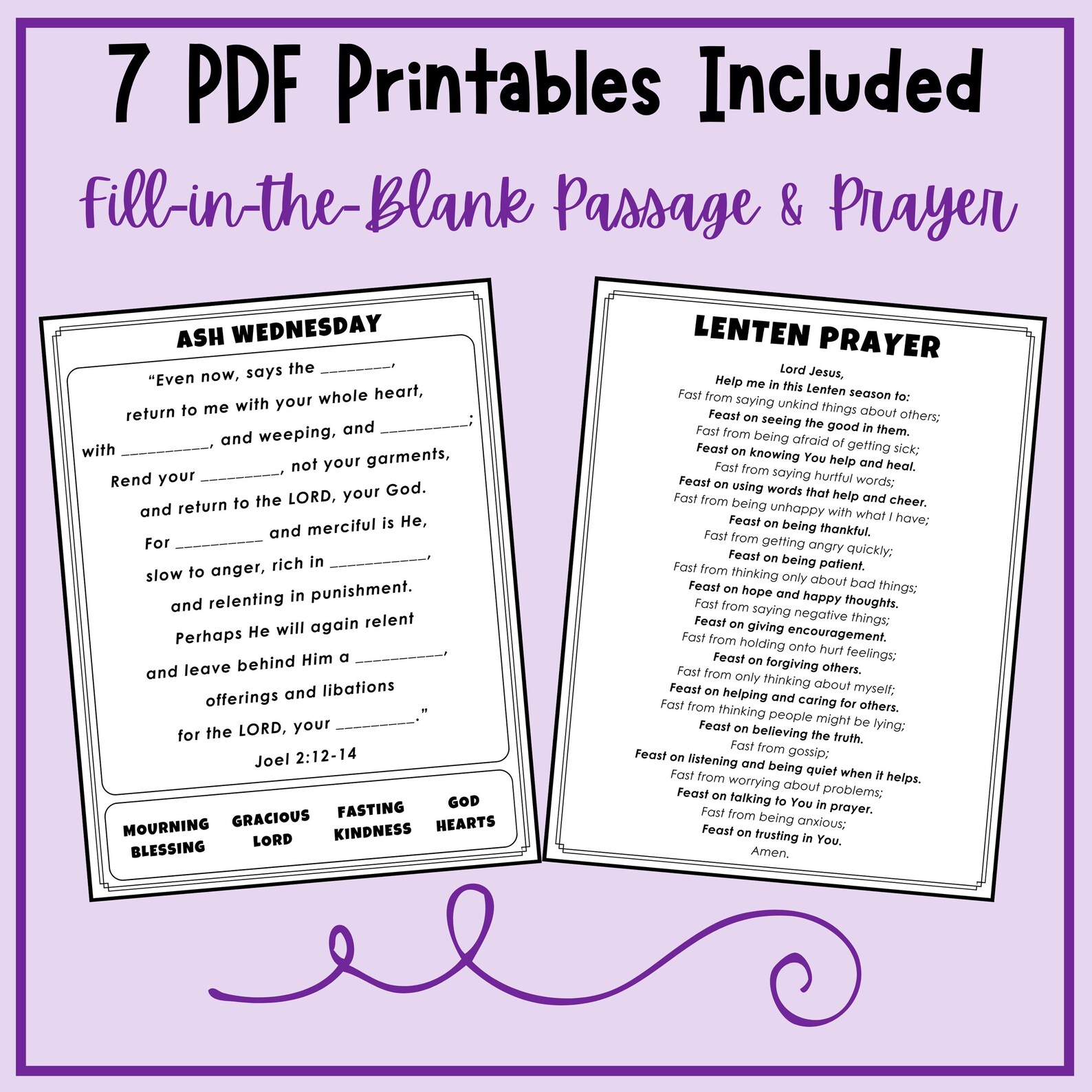 Ash Wednesday Christian Lent Kids Printable Coloring Pages Word Search ...
