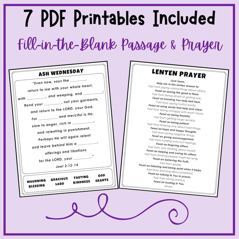 Ash Wednesday Christian Lent Kids Printable Coloring Pages Word Search ...