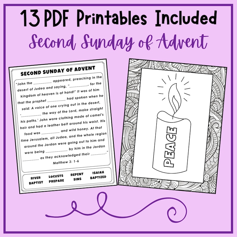 Advent Activities, Coloring Pages, and Prayer Printables for Kids - Etsy