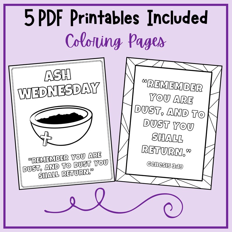 Ash Wednesday Christian Lent Kids Printable Coloring Pages Word Search ...