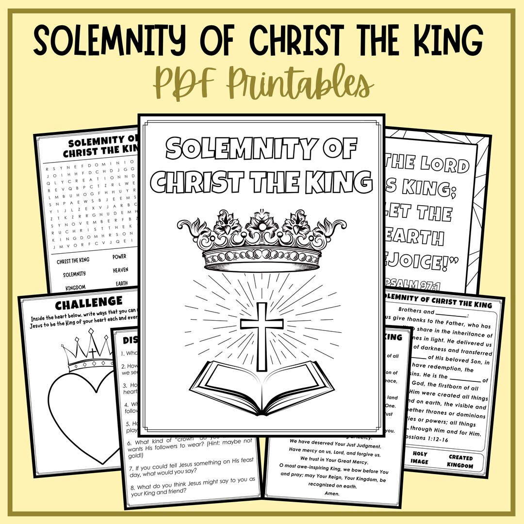 Christ the King Feast Day Solemnity Printable Activities, Coloring ...