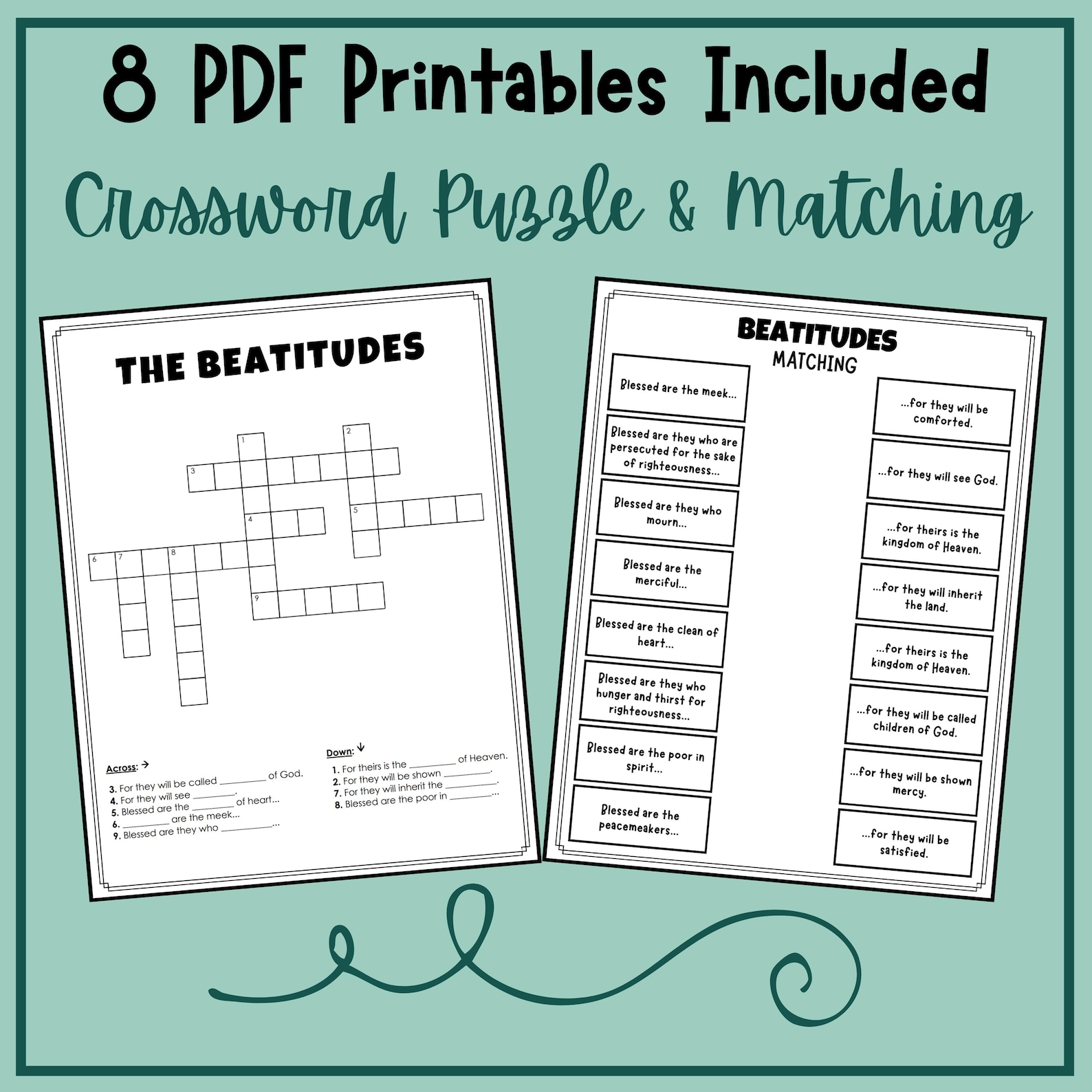 Beatitudes Printable Activities Coloring Word Search Crossword Mass ...