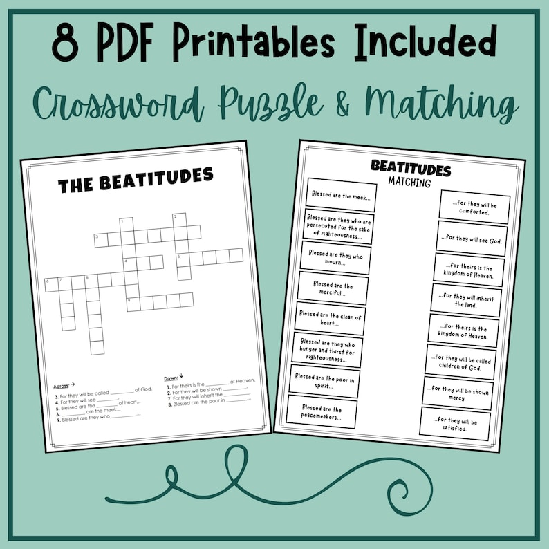 Beatitudes Printable Activities Coloring Word Search Crossword Mass ...