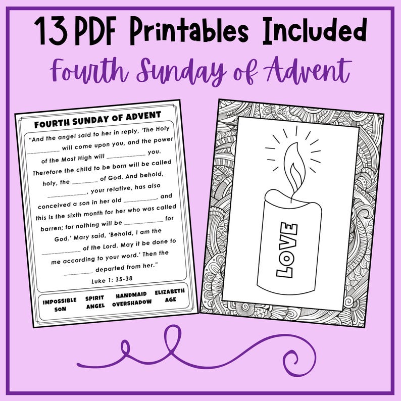 Advent Activities, Coloring Pages, and Prayer Printables for Kids - Etsy