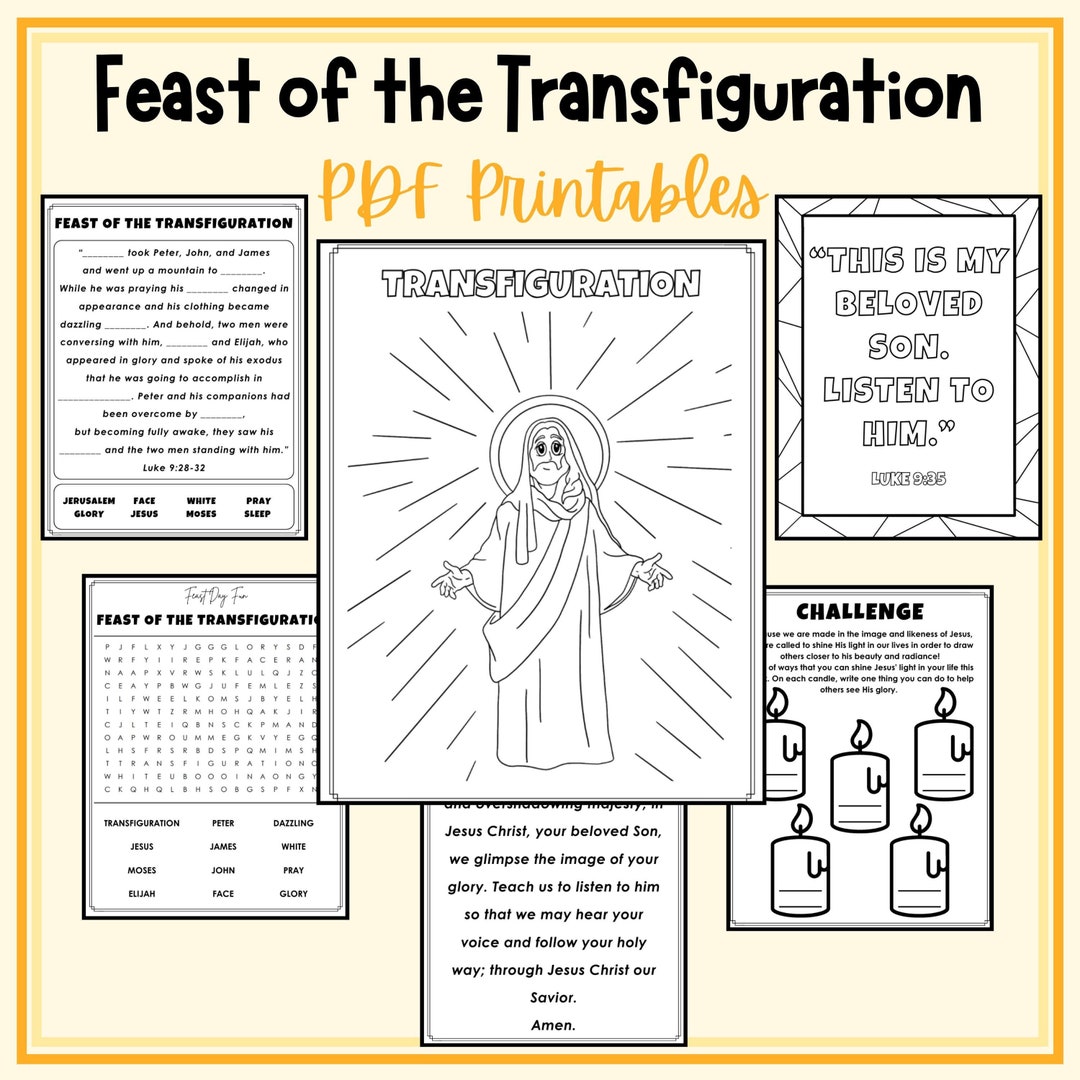 Transfiguration of Jesus Printable August Feast Day Activities and ...